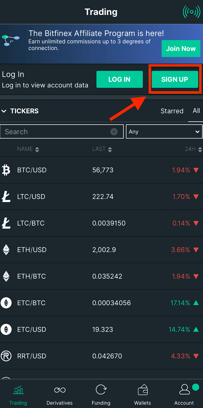 How to Sign Up from the Bitfinex Mobile App – Bitfinex Help Center