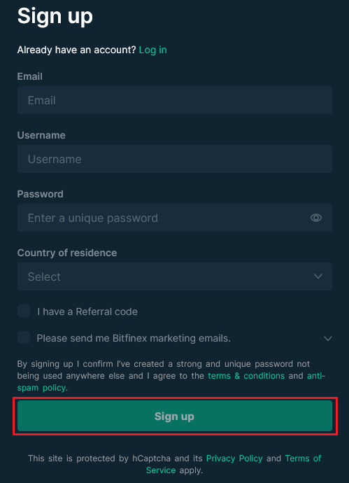 How to create an account on Bitfinex – Bitfinex Help Center